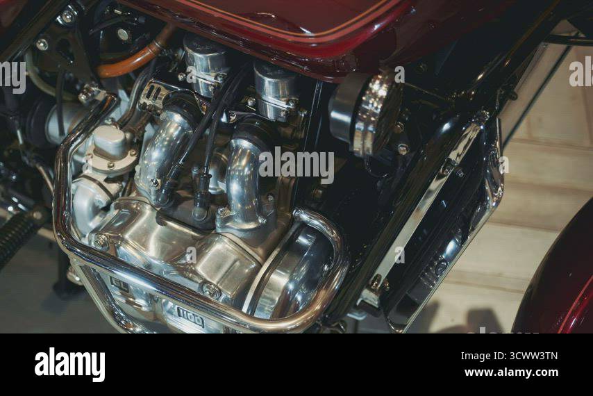 View of motorcycle internal combustion engine Stock Video Footage - Alamy