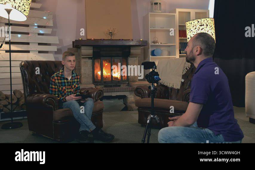 Dad helping his son to become a TV presenter by shooting the boy on ...