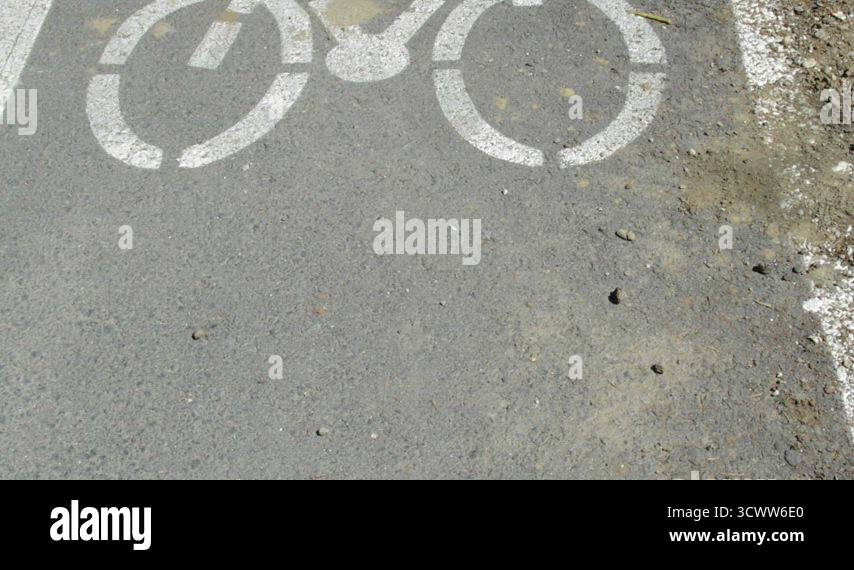 Marked Bicycle Path, Bicycle Sign On The Biking Street Lane Stock Video ...