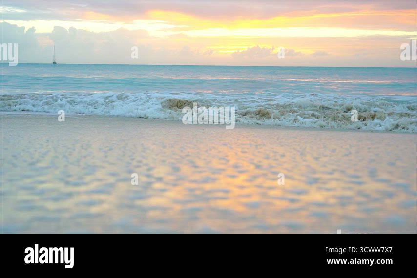 Amazing beautiful sunset on an exotic caribbean beach Stock Video ...