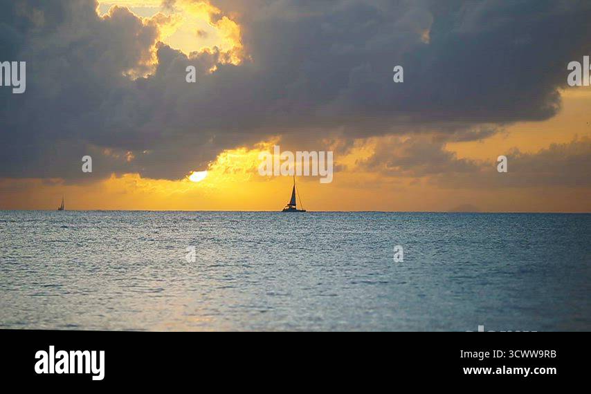 Amazing beautiful sunset on an exotic caribbean beach Stock Video ...