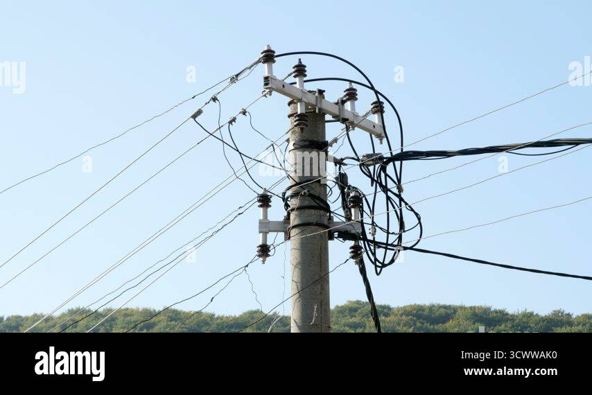 Concrete Electric Pillar With Wires & Lamp Stock Video Footage - Alamy