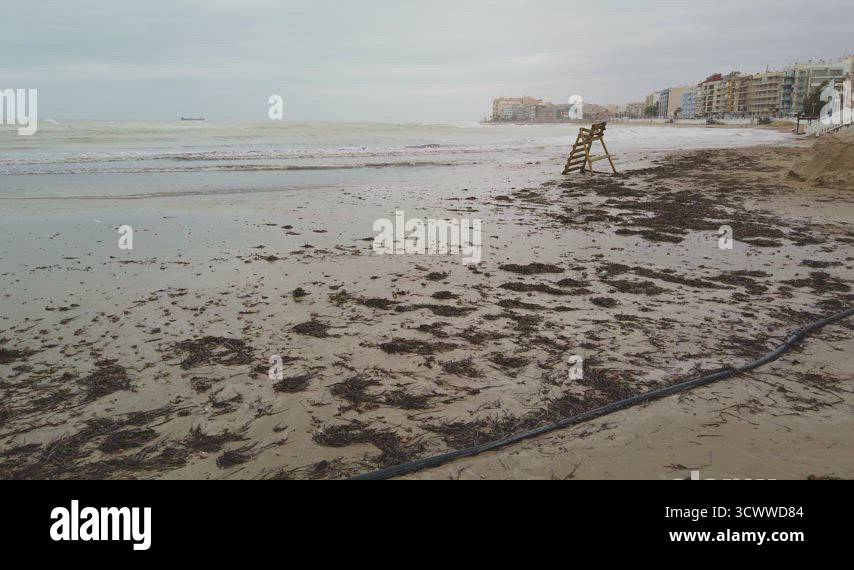 Storm Surge Waves Spill Over Harbor Sea Wall. 4K Stock Video Footage ...