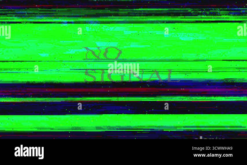 No signal, message with glitch effect. Abstract Digital Animation Pixel ...