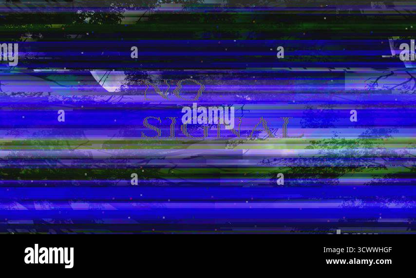 No signal, message with glitch effect. Abstract Digital Animation Pixel ...