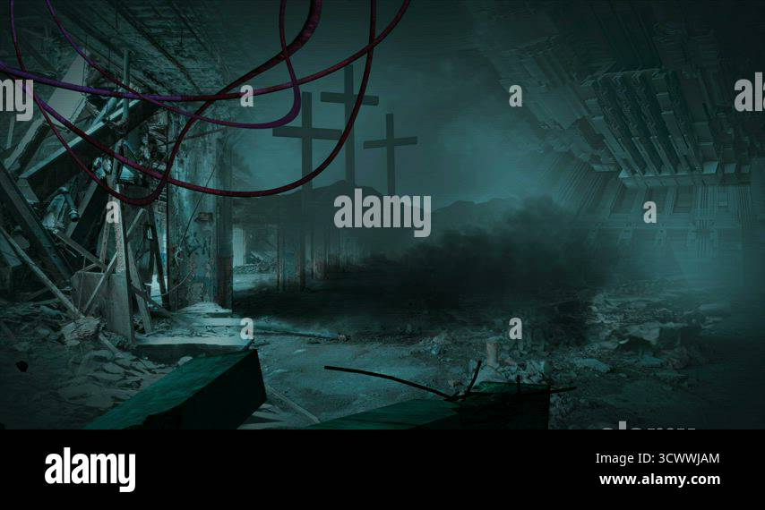 Animation Of Radioactive Zone - Post Apocalyptic Scene Stock Video ...