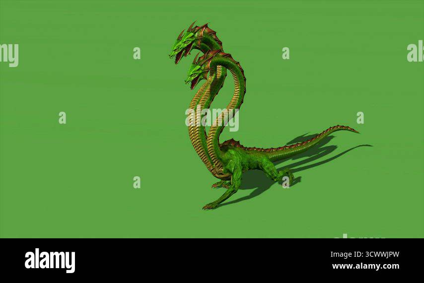 Hydra Mystical Water Snake Roars on Green Screen Background Stock Video ...