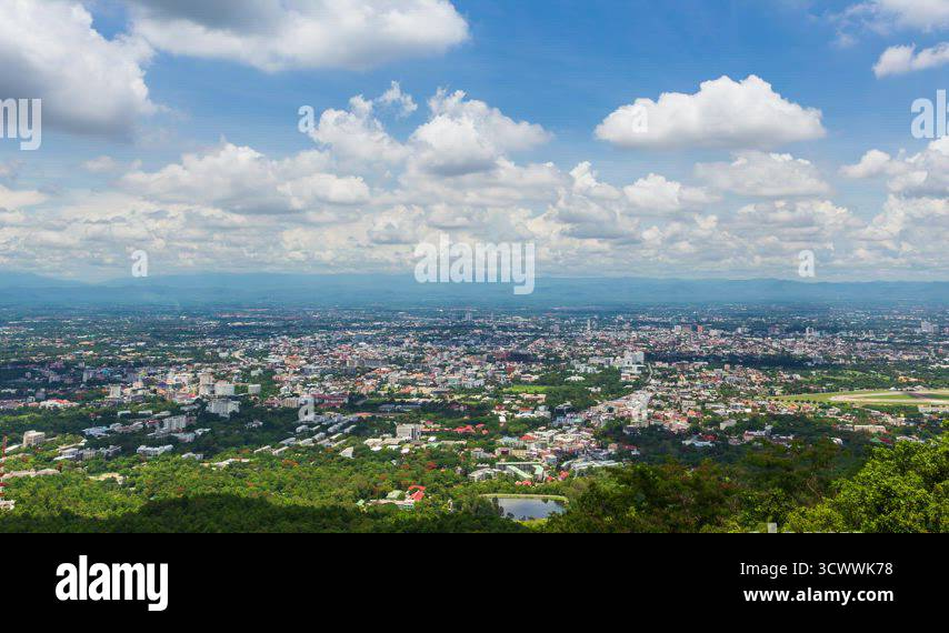 Landmark High View Point Of Chiang Mai Cityscape, Thailand Time Lapse ...