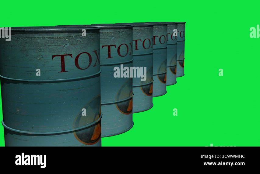 3d animation of metal barrels full with biological materials that ...