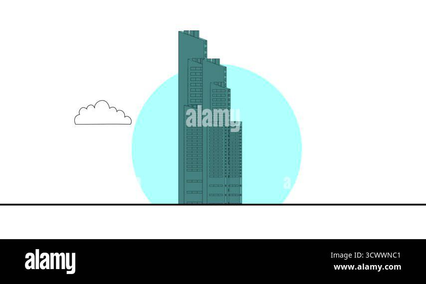3d animation - render of skyscraper in flat cartoon style Stock Video ...