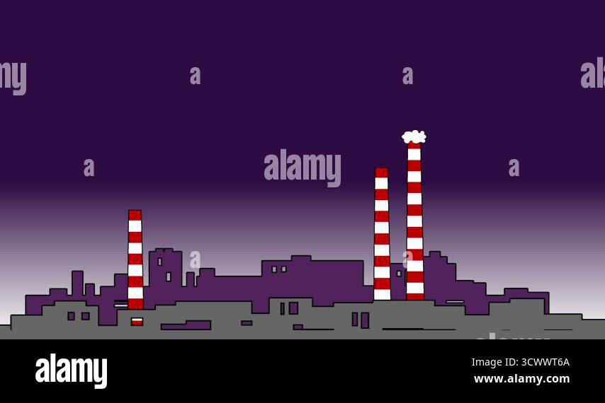 animation - Pollution concept full hd.Chimneys,smog and factory in ...
