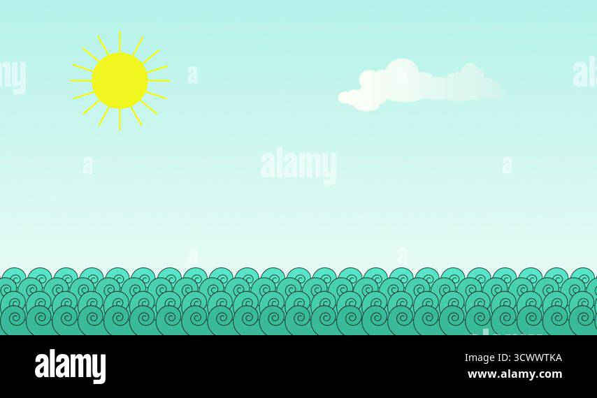 animation - Flat cartoon panoramic city with ocean in front Stock Video ...