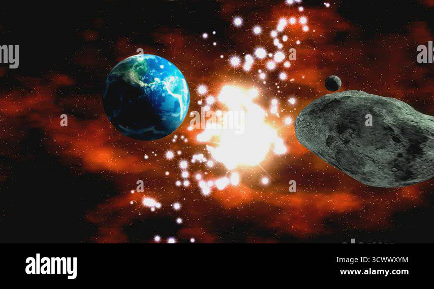 3d animation an asteroid nearing earth Stock Video Footage - Alamy