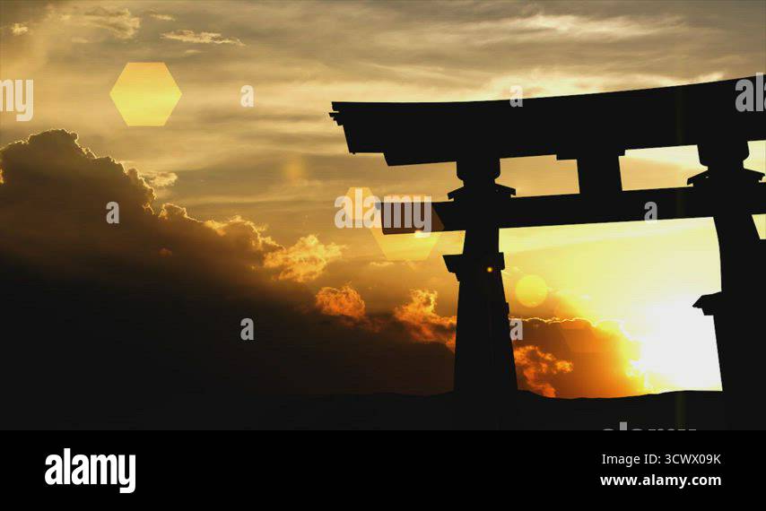 Japanese torii gate with beautiful sunset as background Stock Video ...
