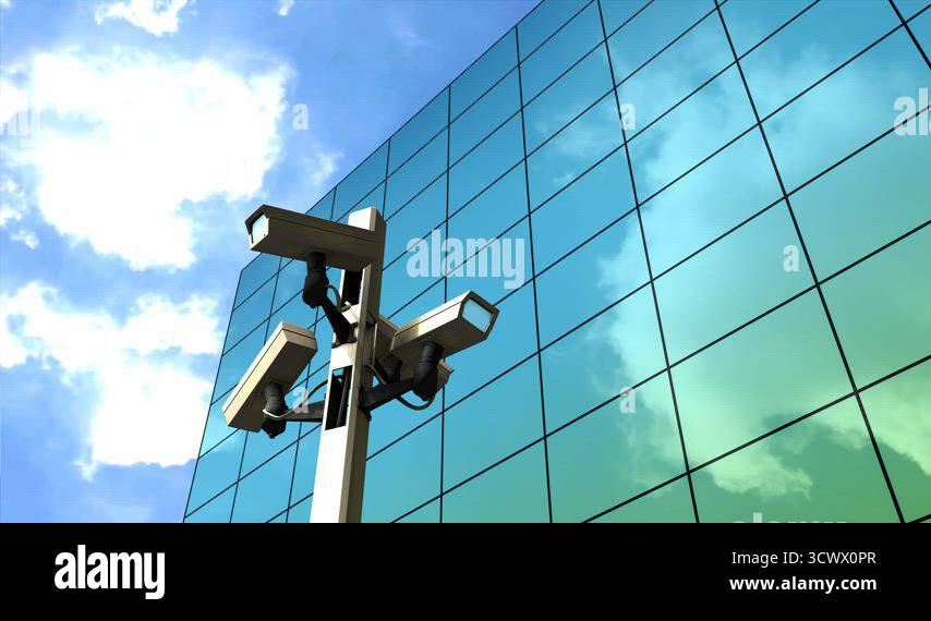 Public surveillance camera, cctv, monitor, police, state, authority ...