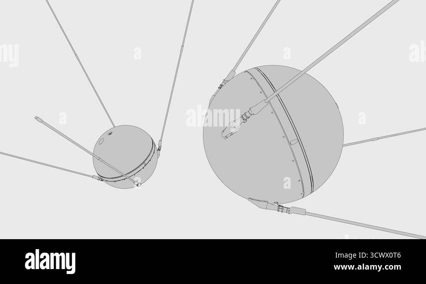 1957 Sputnik 1, technical lines drawing, space Stock Video Footage - Alamy