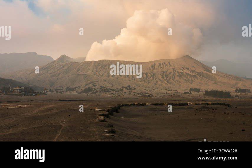 Bromo Volcano Landmark Nature Place Of Indonesia 4K Time Lapse (tilt up ...