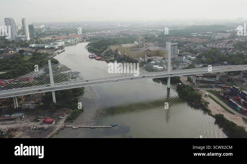 Aerial Prai River Bridge. It is part of the Butterworth Outer Ring Road ...