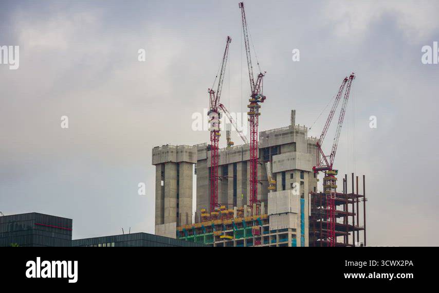 Time Lapse Building Construction Site Working (zoom in Stock Video ...