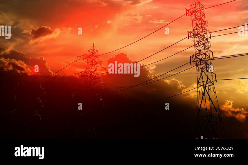 Power grid structures, pylon tower Stock Video Footage - Alamy