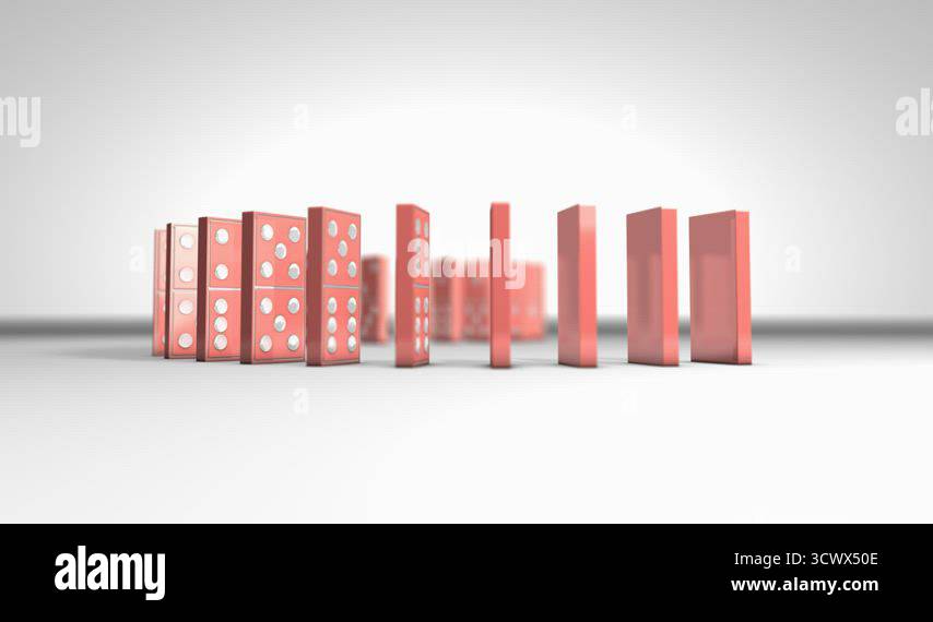Domino chain falling effect Stock Video Footage - Alamy