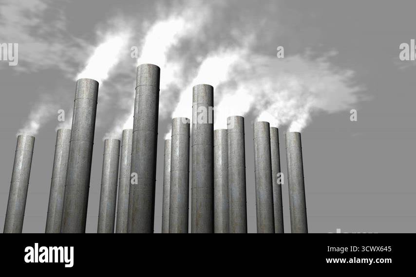 Factory smoke stacks, chemical release Stock Video Footage - Alamy