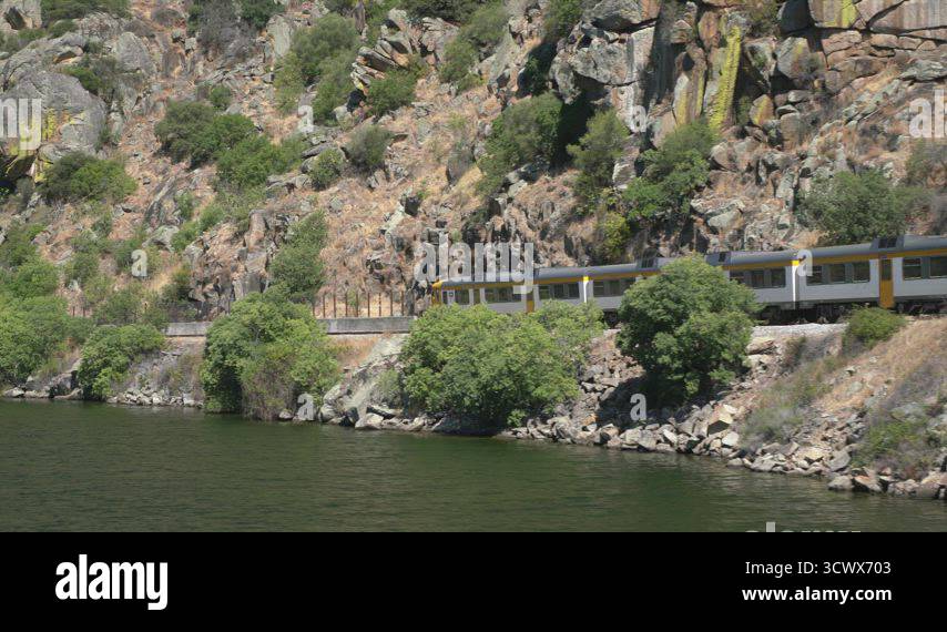 Portuguese railway known as Linha do Douro traveling alongside the ...