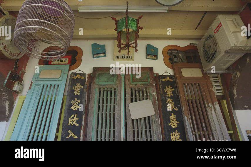 Heritage house with chinese word plaque at Georgetown Stock Video ...