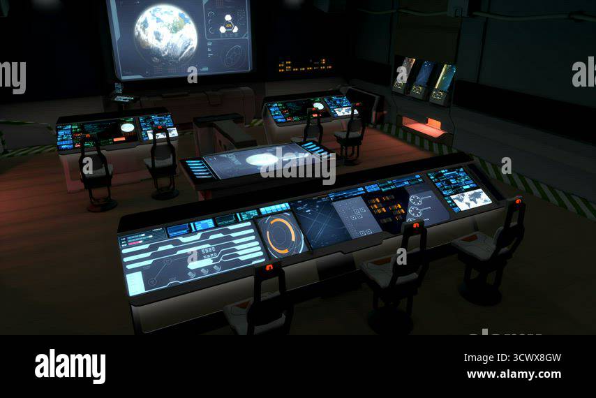 Futuristic science fiction command center V2 Stock Video Footage - Alamy