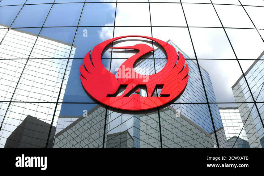 Editorial, Japan Airlines Co., Ltd. logo on glass building Stock Video ...