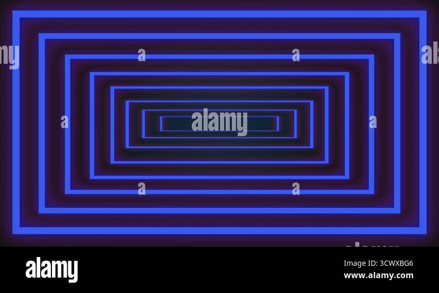 The 80s retro style neon signboard animation, with infinite rectangle tunnel animation in neon ...