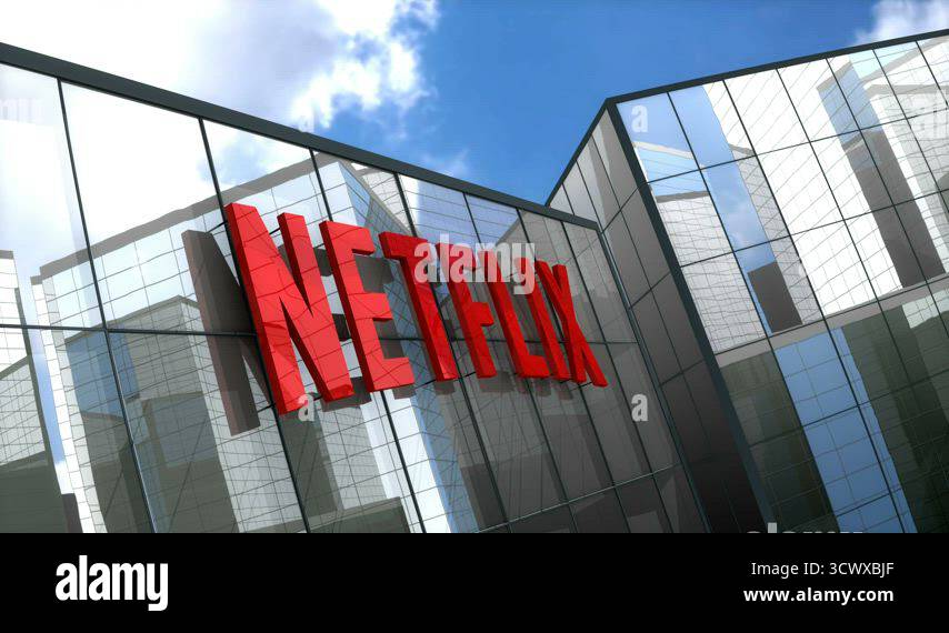Editorial, Netflix logo on glass building Stock Video Footage - Alamy