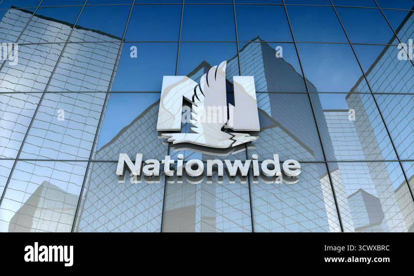 Editorial, Nationwide Mutual Insurance Company logo on glass building ...