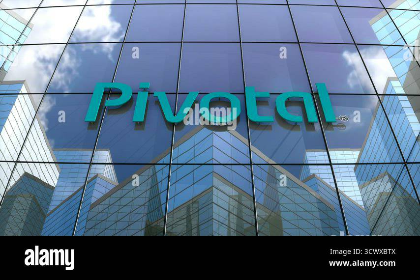 Editorial, Pivotal Software Inc. logo on glass building Stock Video ...