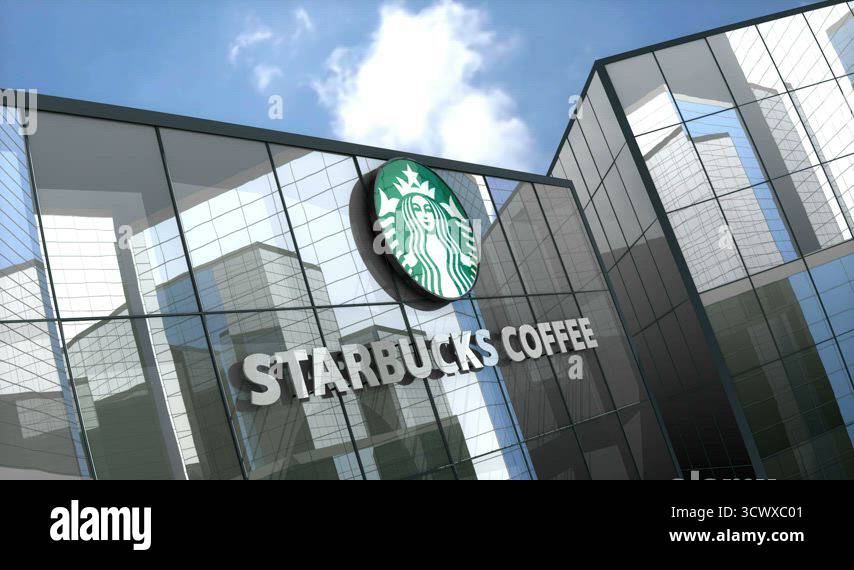 Editorial Starbucks Coffee logo on glass building Stock Video Footage ...