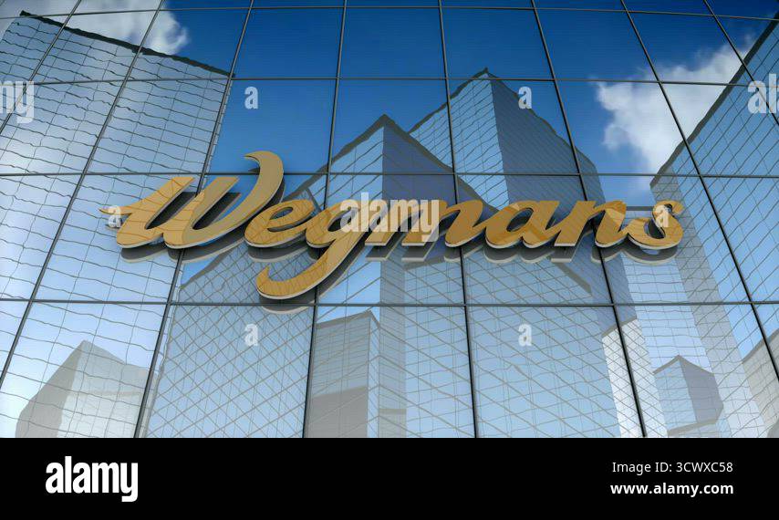 Editorial, Wegmans Food Market, Inc. logo on glass building Stock Video ...