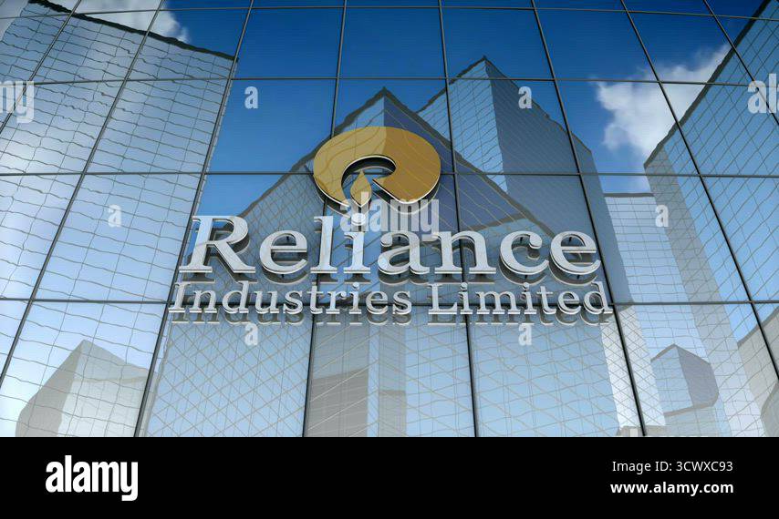 Editorial, Reliance Industries Limited logo on glass building Stock ...