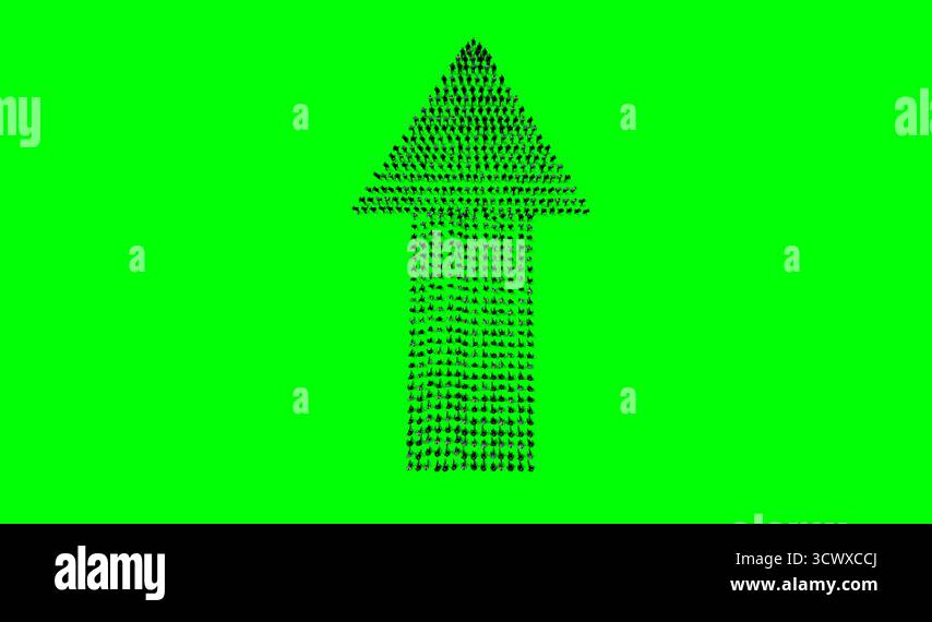 Businessmen lead by a businesswoman forming arrow shape pointing up, 4K ...