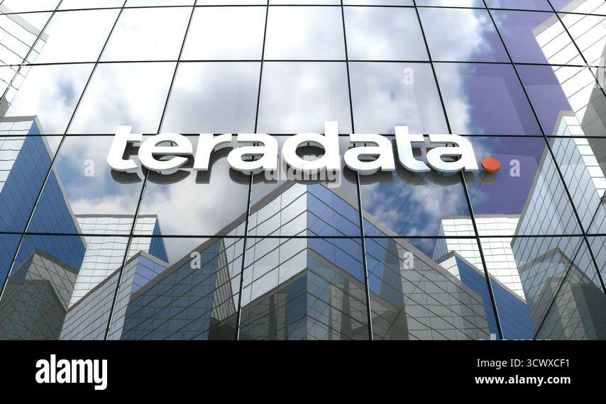 Editorial, Teradata Corporation logo on glass building Stock Video ...