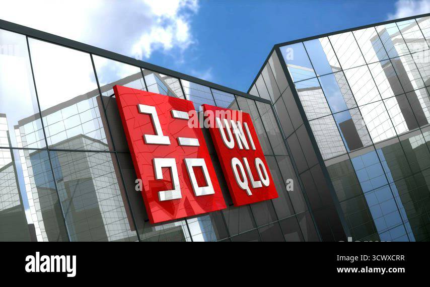 Editorial, Uniqlo Co., Ltd. logo on glass building Stock Video Footage ...