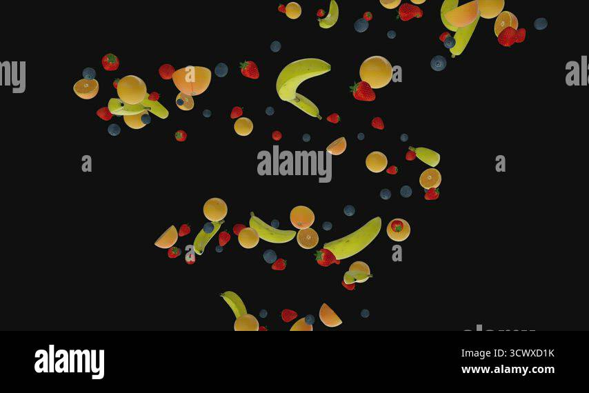 Fruits flying in helix shape, seamless loop, Luma Matte attached Stock ...