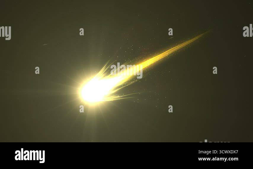 Brilliant bright beautiful close up view gold comet, Iron element Stock ...