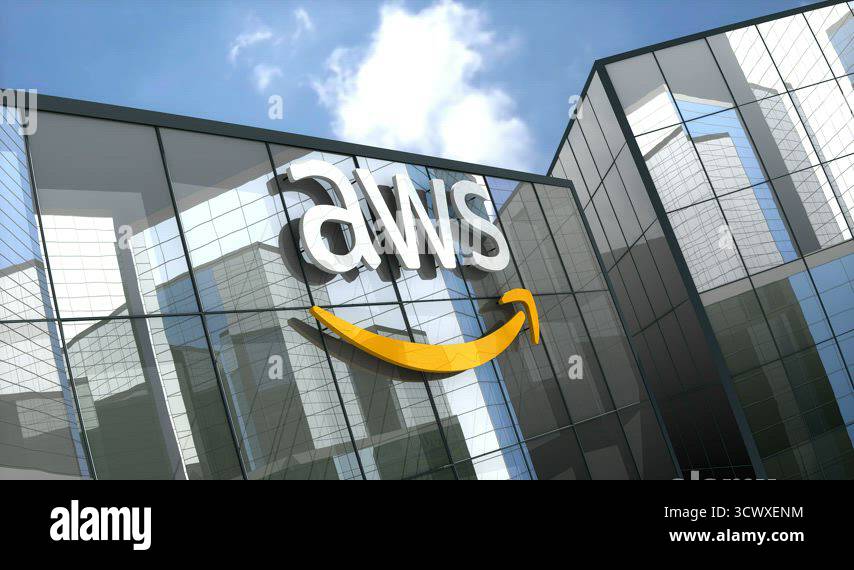 Editorial, Amazon AWS logo on glass building Stock Video Footage - Alamy