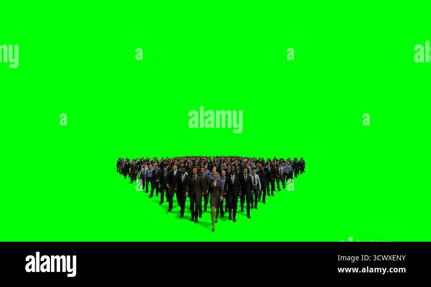 Businessmen with a businesswoman in front forming arrow shape pointing ...