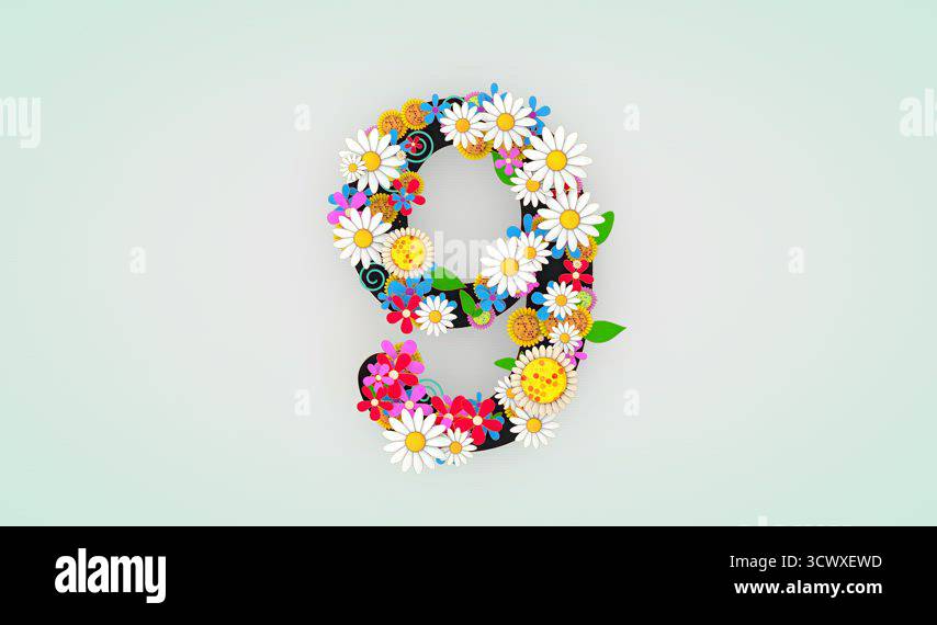Numerical digit floral animation, 9 Stock Video Footage - Alamy