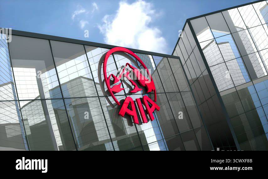 May 2019, Editorial use only, AIA Group Limited logo on glass building ...
