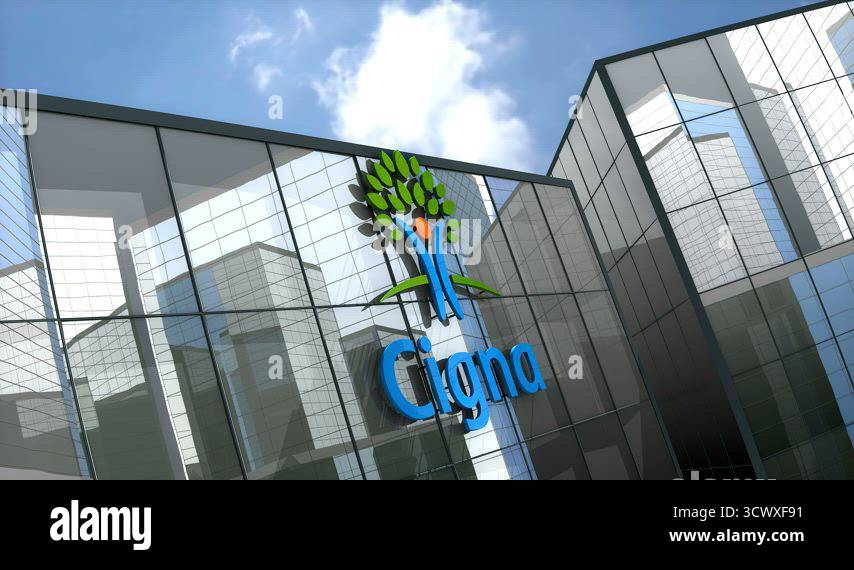 May 2019, Editorial use only, Cigna logo on glass building Stock Video ...
