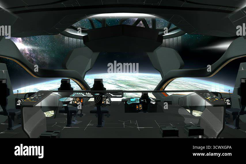 Sci-Fi spaceship command room view Stock Video Footage - Alamy