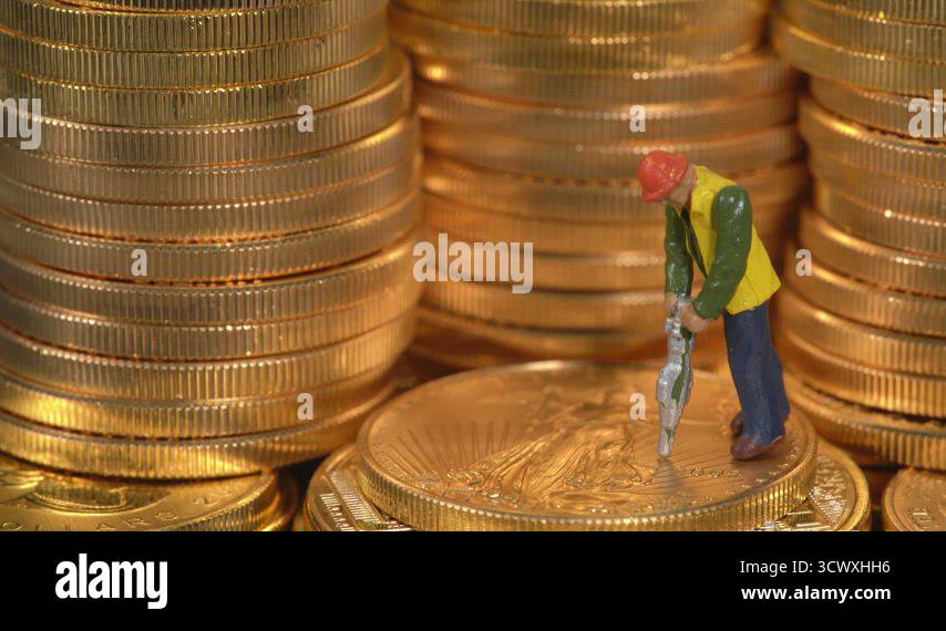 Concept of mining of gold with US Treasury Gold Eagle coins Stock Video ...