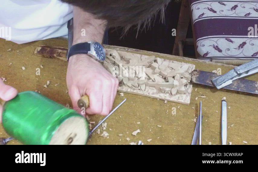 Carpenter wood engraving carving restoration Stock Videos & Footage ...